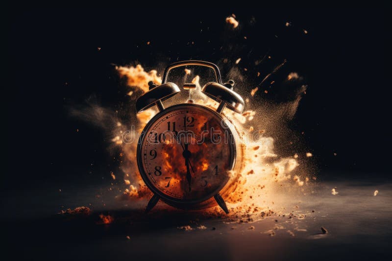 Clock Fire Explosion. Generate Ai Stock Illustration - Illustration of ...