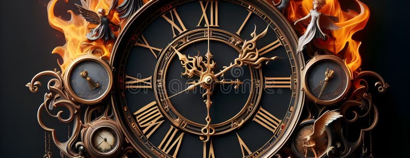 The Clock is on Fire, and Its Burning End is Depicted in a Fiery Image ...