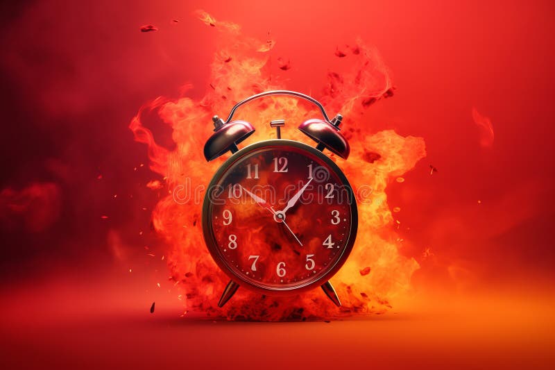 A Clock that is on Fire with Flames Around it, Created by Generative AI ...