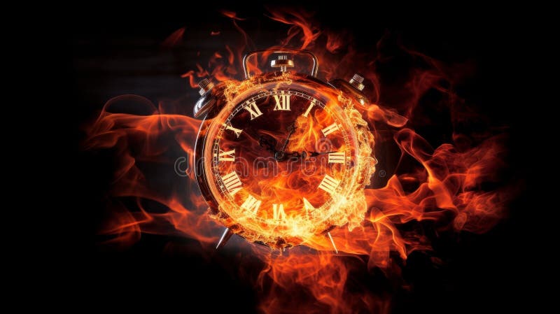 Clock on Fire. Time To Wake Up Stock Illustration - Illustration of ...