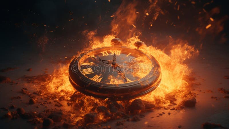 Clock on Fire. Time To Wake Up Stock Illustration - Illustration of ...