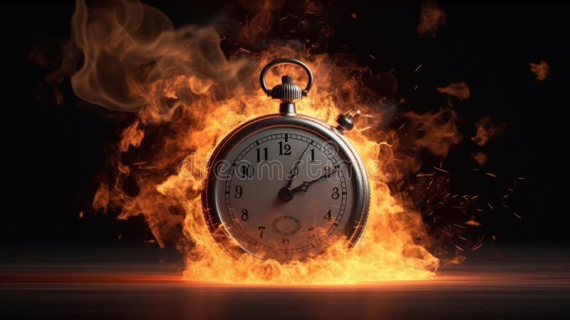 Clock on Fire. Time To Wake Up Stock Illustration - Illustration of ...