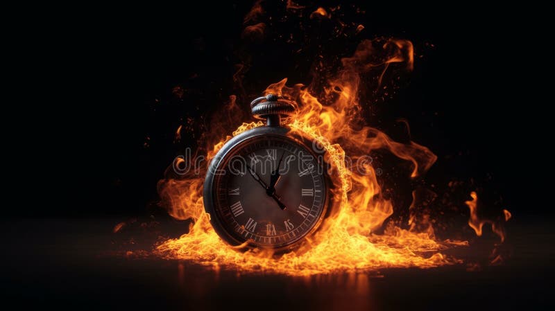 Clock on Fire. Time To Wake Up Stock Illustration - Illustration of ...