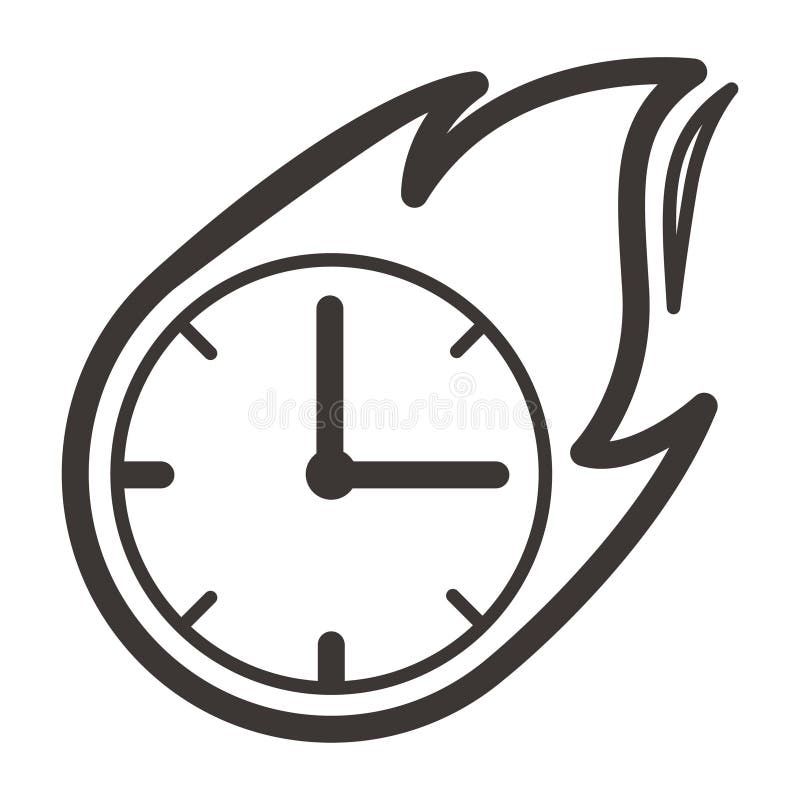 Clock on fire. stock vector. Illustration of digits - 192491387