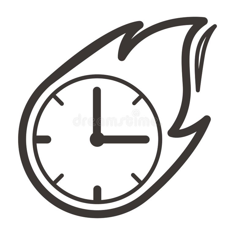 Clock on fire. stock vector. Illustration of digits - 192491387