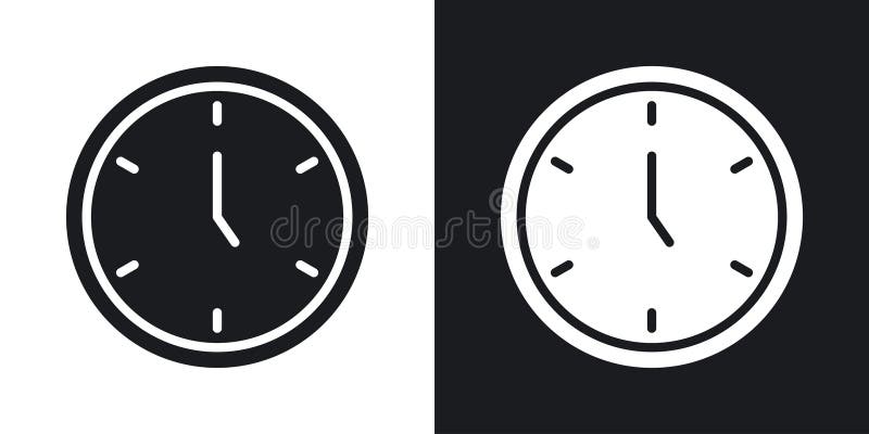 Clock-five Icon Set. 5 am or Pm Vector Symbol. Five Pm Office Time Sign ...
