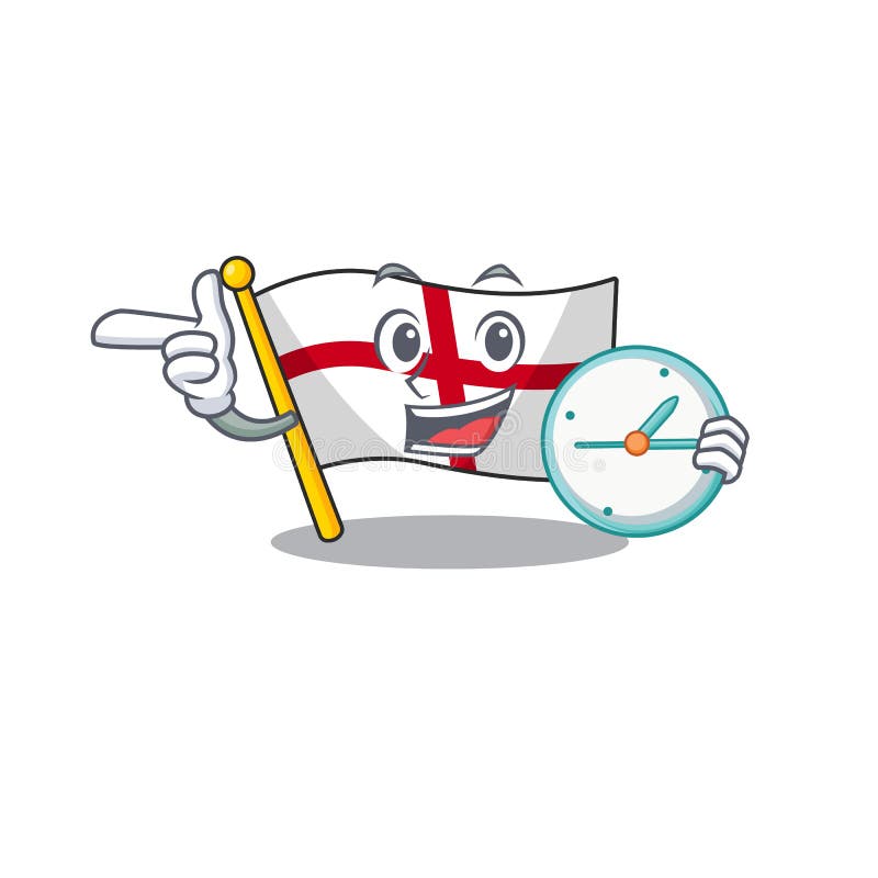 With Clock Flag England with the Cartoon Shape Stock Vector ...