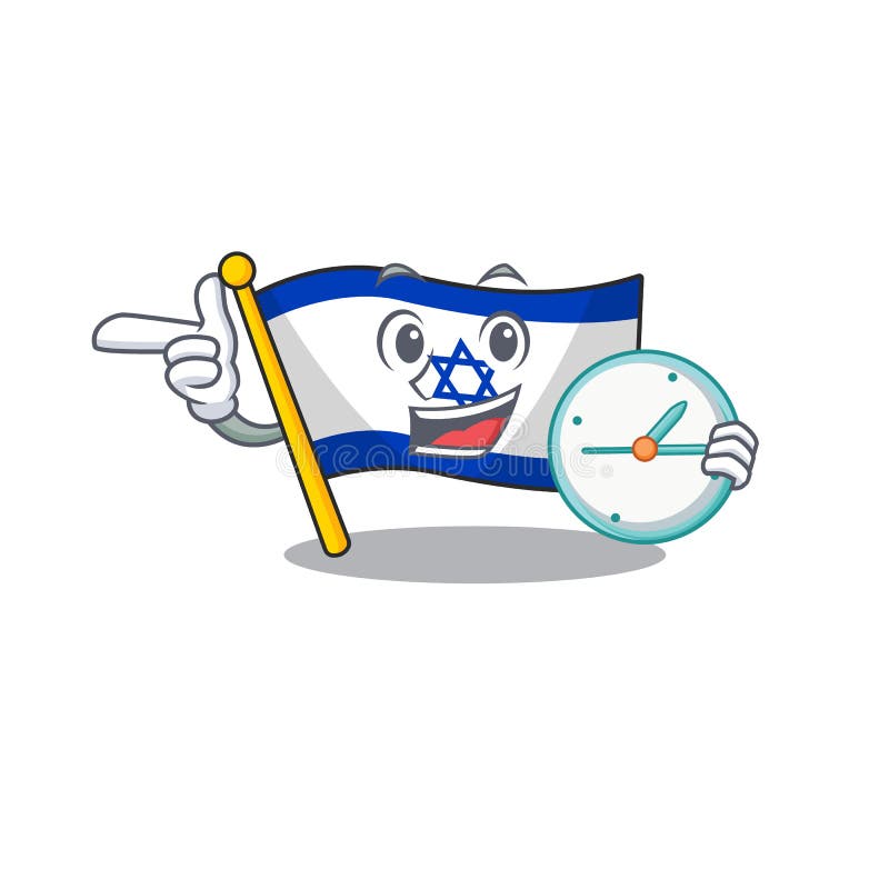 With Clock Flag Israel Flown on Mascot Pole Stock Vector - Illustration ...