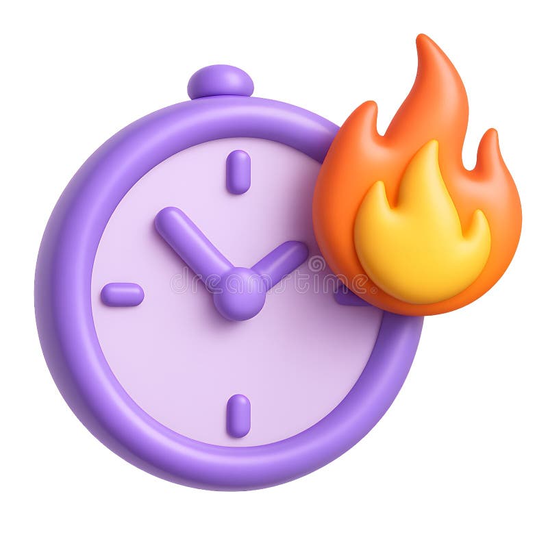 Clock with Flame Graphic stock illustration. Illustration of design ...