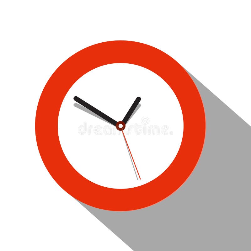 Clock Flat Icon on White Background Stock Vector - Illustration of ...