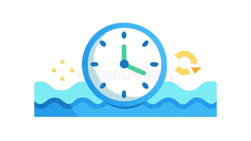 Clock on Floating Wave, Dynamic Time Progression, Vector Design ...