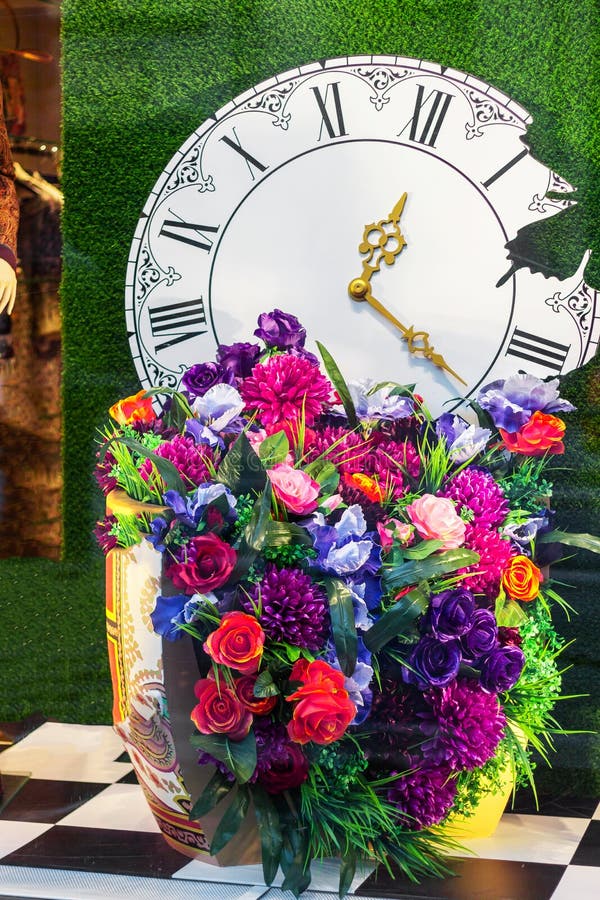 Clock and Flowers Flora Time Background Nature Fresh Stock Image ...