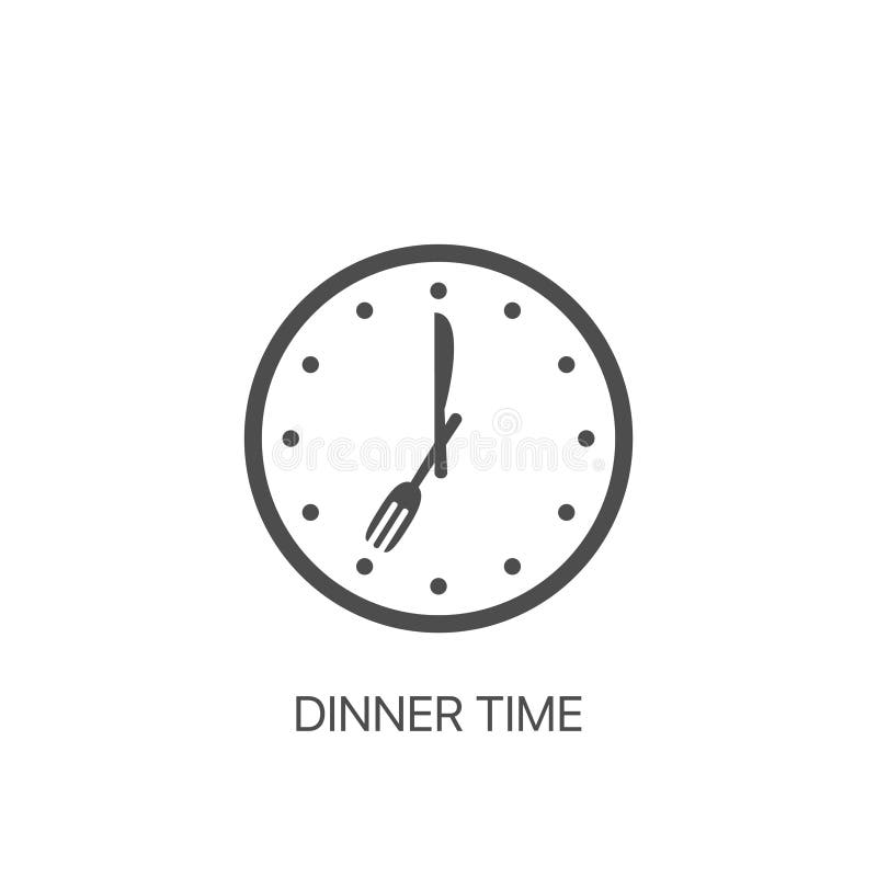 Dinner Time Vector Icon Clock, Fork, Knife for Eating Time Stock Vector ...