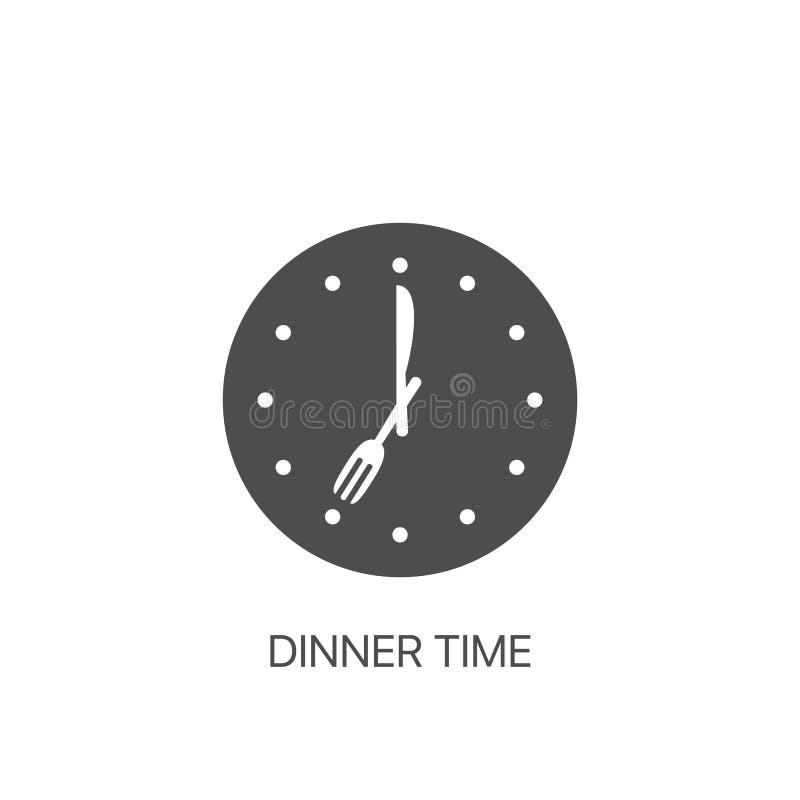Dinner Time Vector Icon Clock, Fork, Knife for Eating Time Stock Vector ...