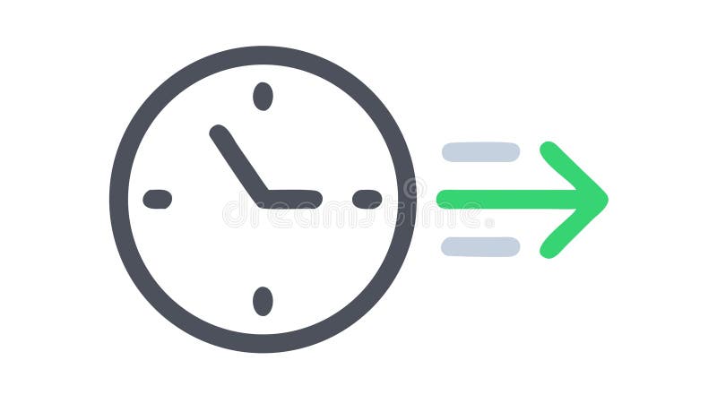 Clock with Forward Arrow Outline Icon for Time Passage, Vector Design ...
