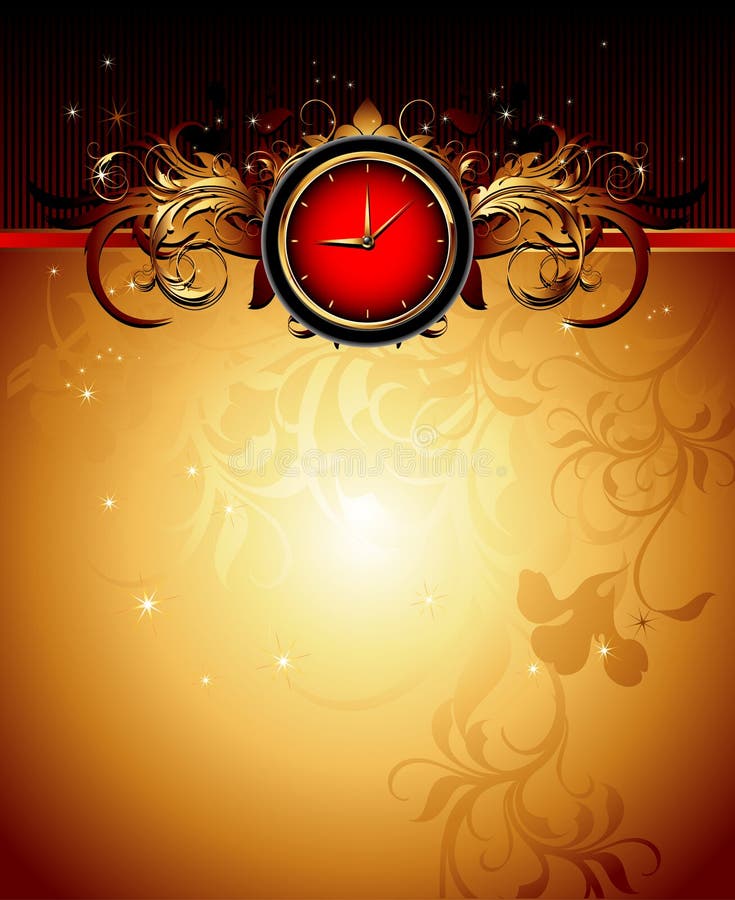 Clock frame with floral stock vector. Illustration of curve - 18704435