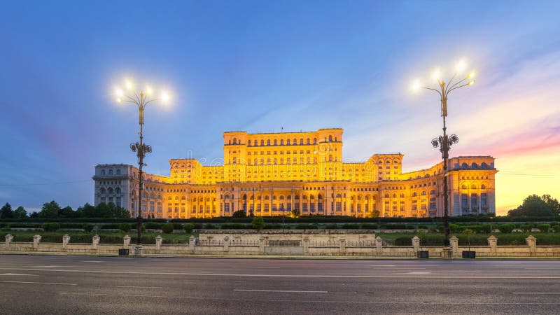 Clock in Front of Parliament Building Bucharest Stock Image - Image of ...