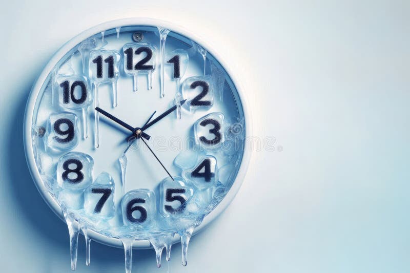 Clock Frozen in Ice Melting Ice Climate Change Stock Image - Image of ...