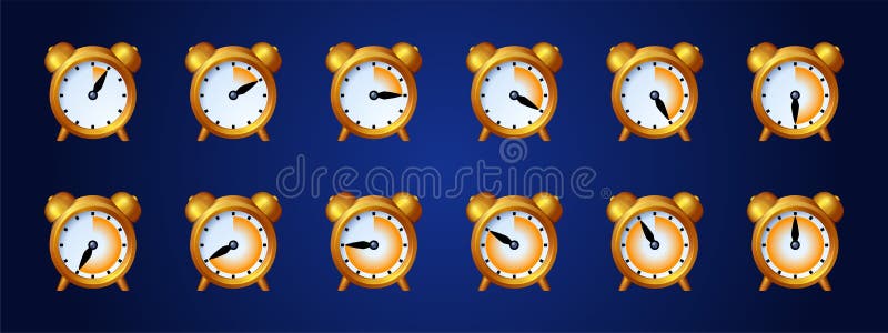 Clock Game Icons, Time Animation Sprite Sheet Stock Vector ...