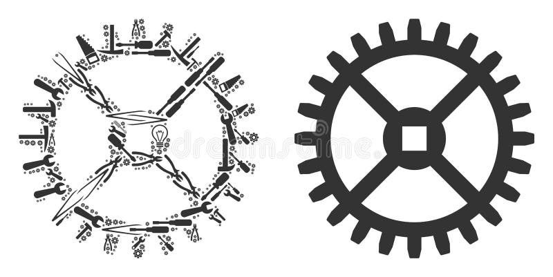Clock Gear Composition of Service Tools Stock Vector - Illustration of ...