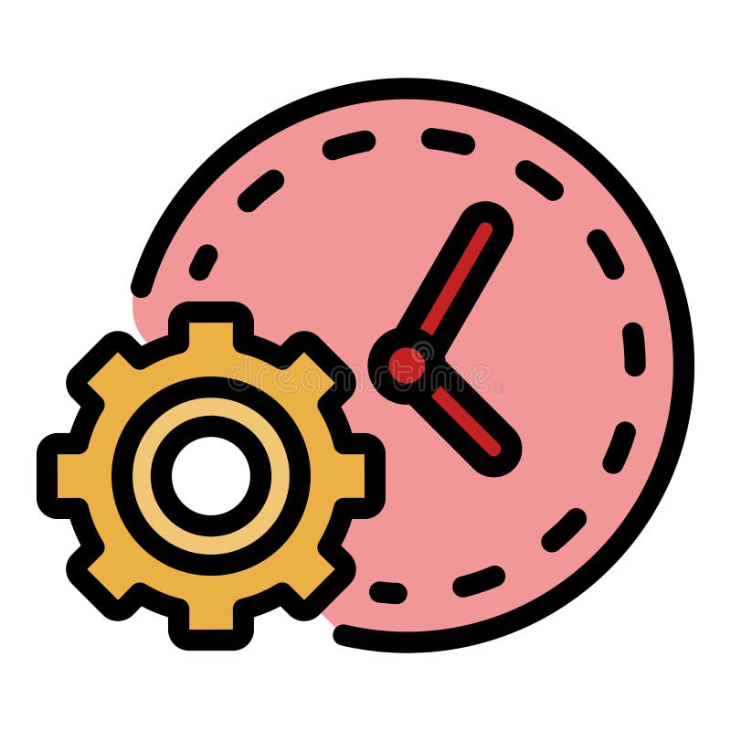 Clock and Gear Icon Color Outline Vector Stock Vector - Illustration of ...