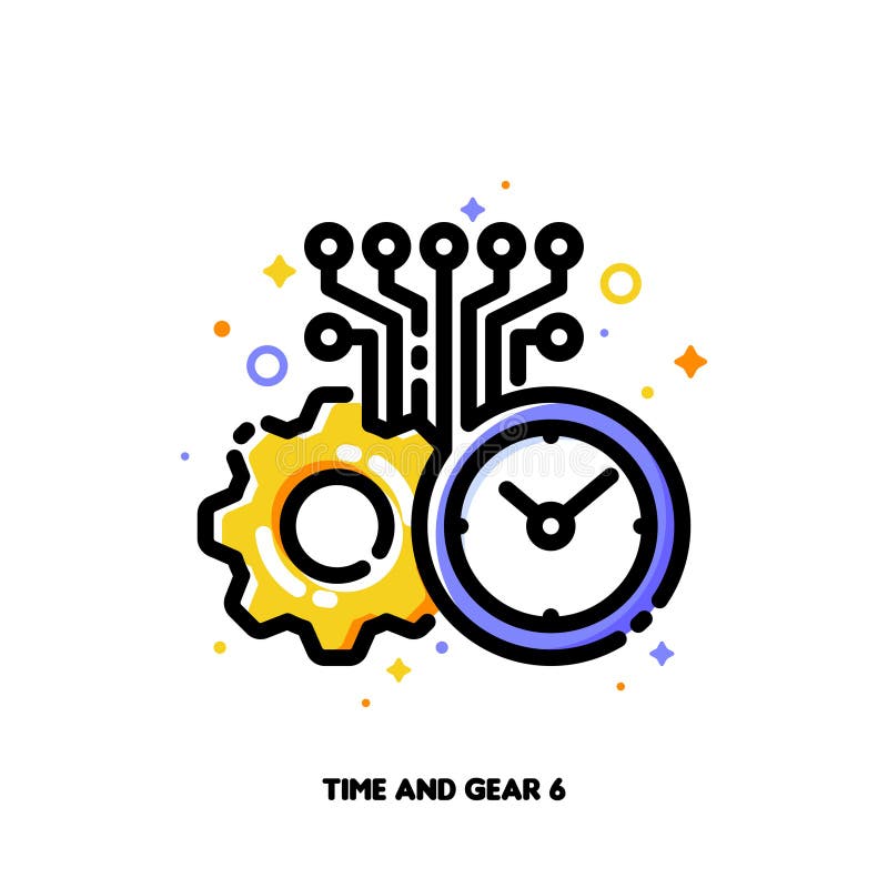 Clock and Gear Icon for Concept of Optimizing Time Management with ...