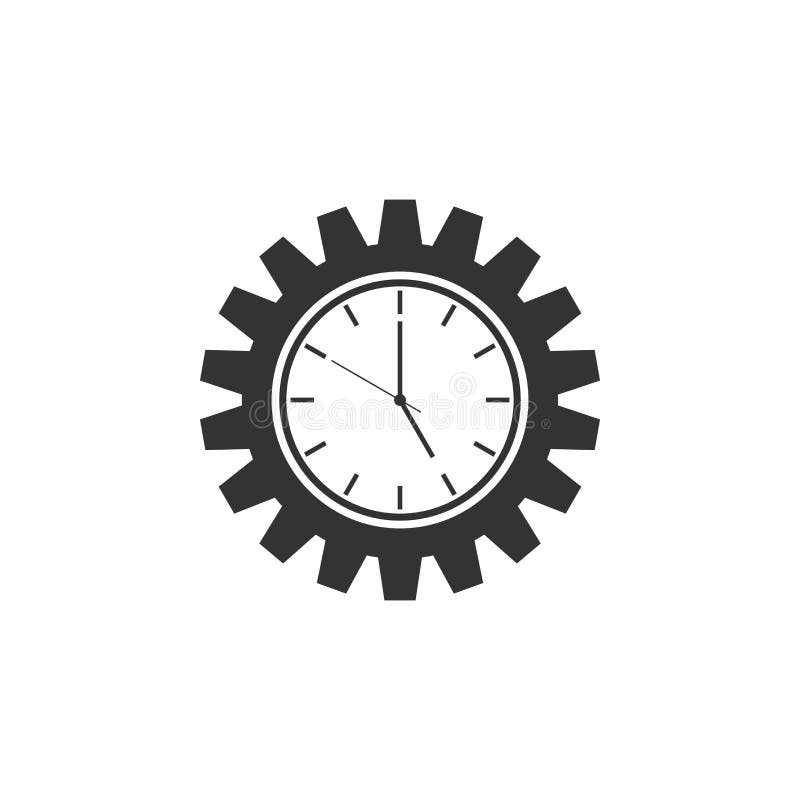 Clock Gear Icon Isolated. Flat Design Stock Vector - Illustration of ...