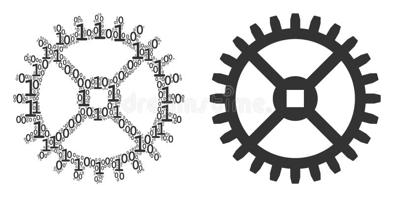 Clock Gear Collage of Binary Digits Stock Vector - Illustration of ...