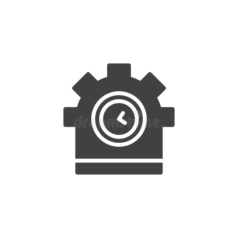 Clock in gear outline icon stock vector. Illustration of outline ...