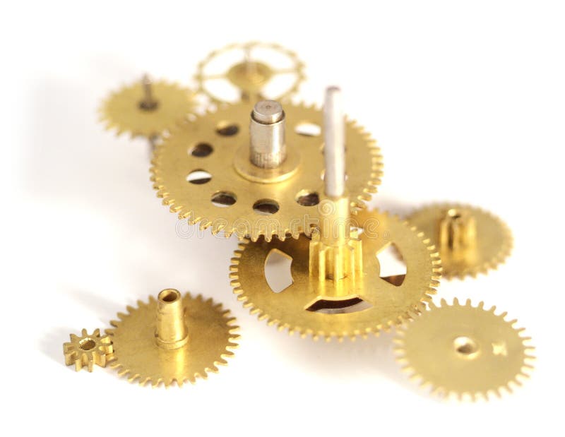 Spare Parts for Clock. Metal Gears, Cogwheels and Other Details Stock ...