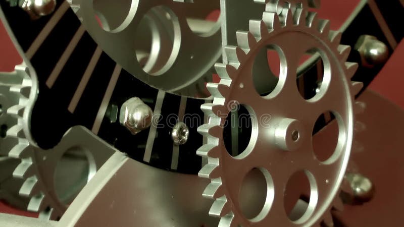 Clock Gears and Cogs in Action. Wall Clock with a Mechanism, Close-up ...