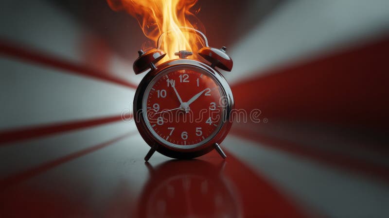 Clock Getting Burn in Red Speed Stand Out while Softly Blurring Stock ...