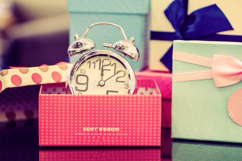 Clock of Gift stock photo. Image of celebrate, decoration - 82205254