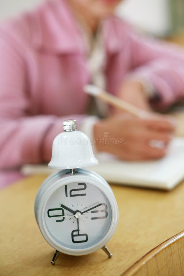 Clock with Girl in Class Room Stock Photo - Image of education, white ...