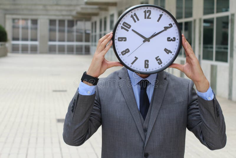 Clock Giving Stress To a Worker Stock Image - Image of alarm, head ...
