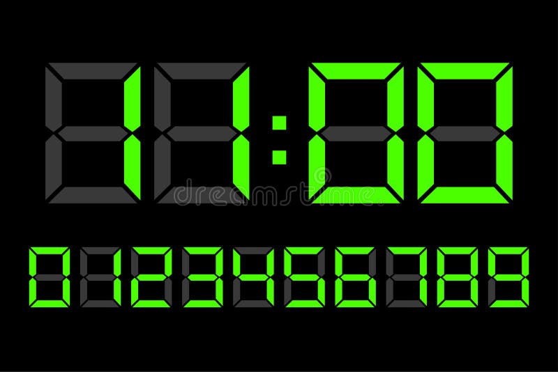 Clock Green Digital Illumination. Vector Illustration. EPS 10 Stock ...