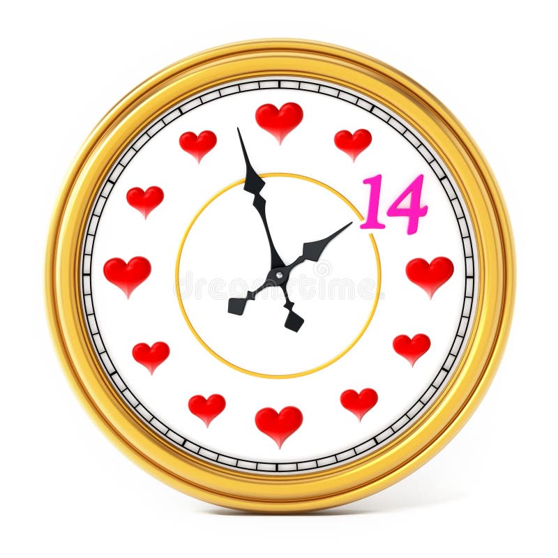 Clock Hand Pointing Pink Number 14. 3D Illustration Stock Illustration ...