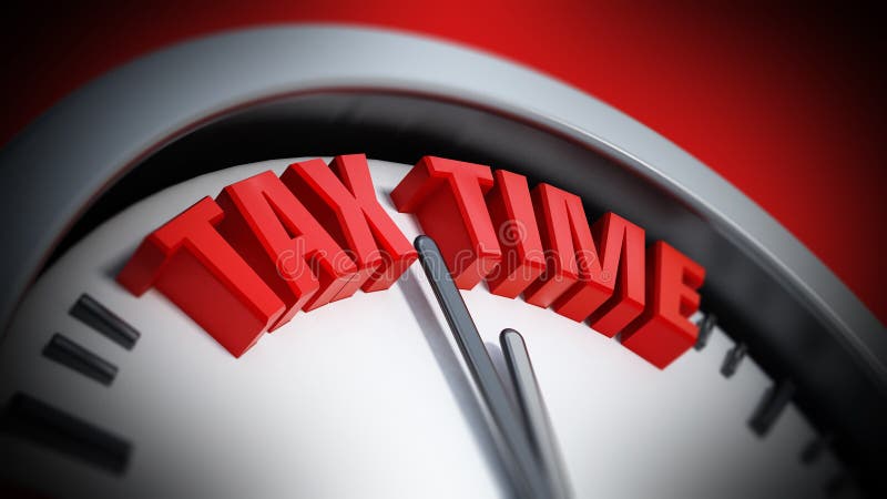 Clock Hand Pointing Red Tax Time Words. 3D Illustration Stock ...