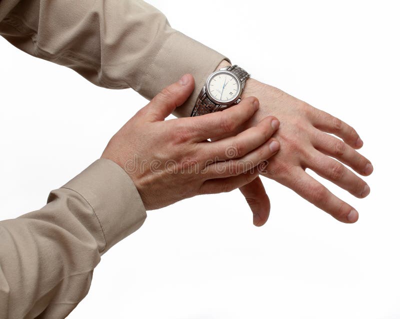 Clock on a Hand on a White Background Stock Image - Image of hurry ...