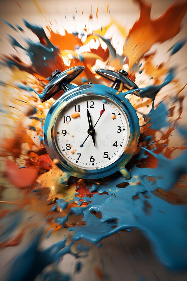 Clock with Hands with Bright Paint. Fabulous Multi-colored Alarm Clock ...