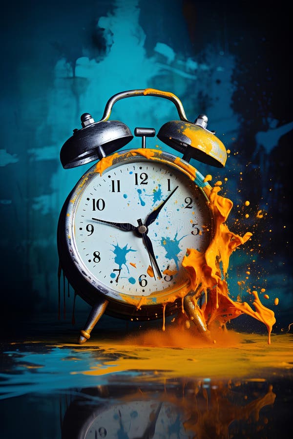 Clock with Hands with Bright Paint. Fabulous Multi-colored Alarm Clock ...