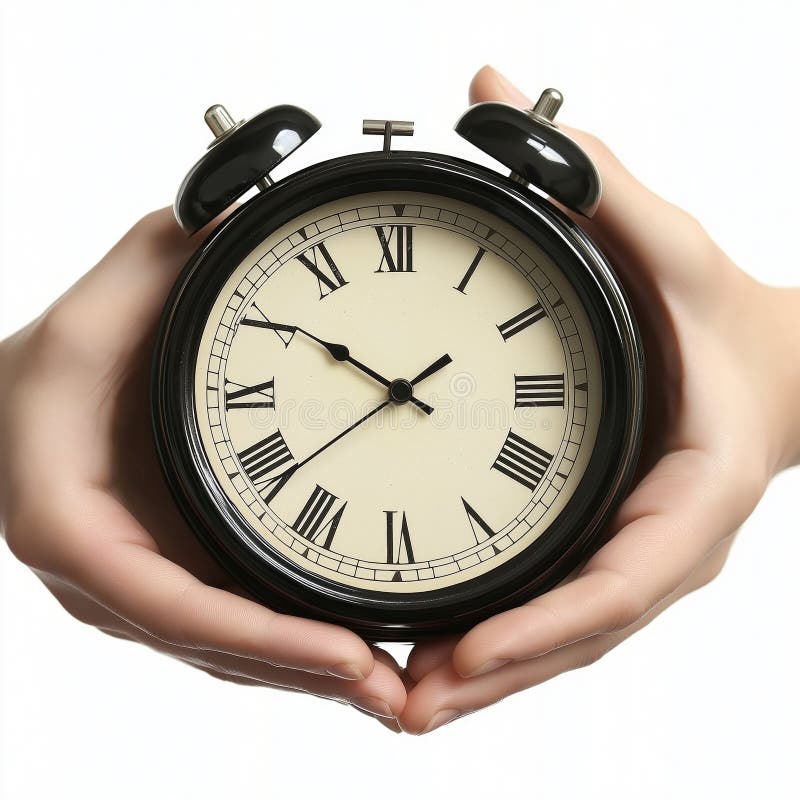Clock in hands isolated stock image. Image of isolated - 372895973
