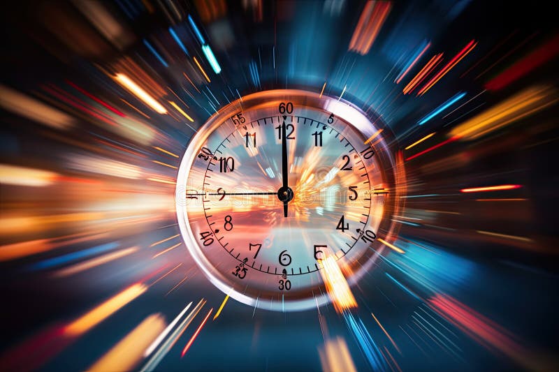 Clock Hands Moving Fast, Blurred by the Quick Motion, Passing Time ...