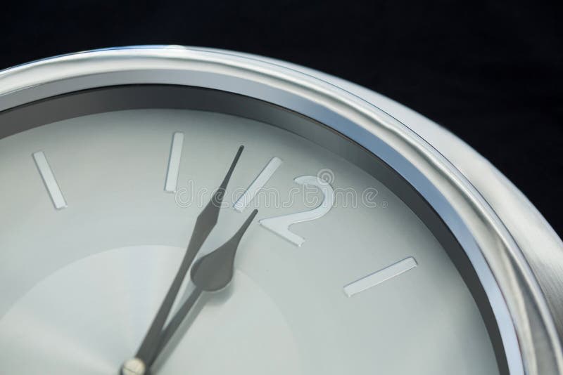 Clock Hands Reaching 12 Clock Midnight Stock Photo - Image of accuracy ...