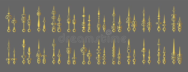 Clock Hands. Vintage Second and Minute Decorative Arrows Antique Clock ...