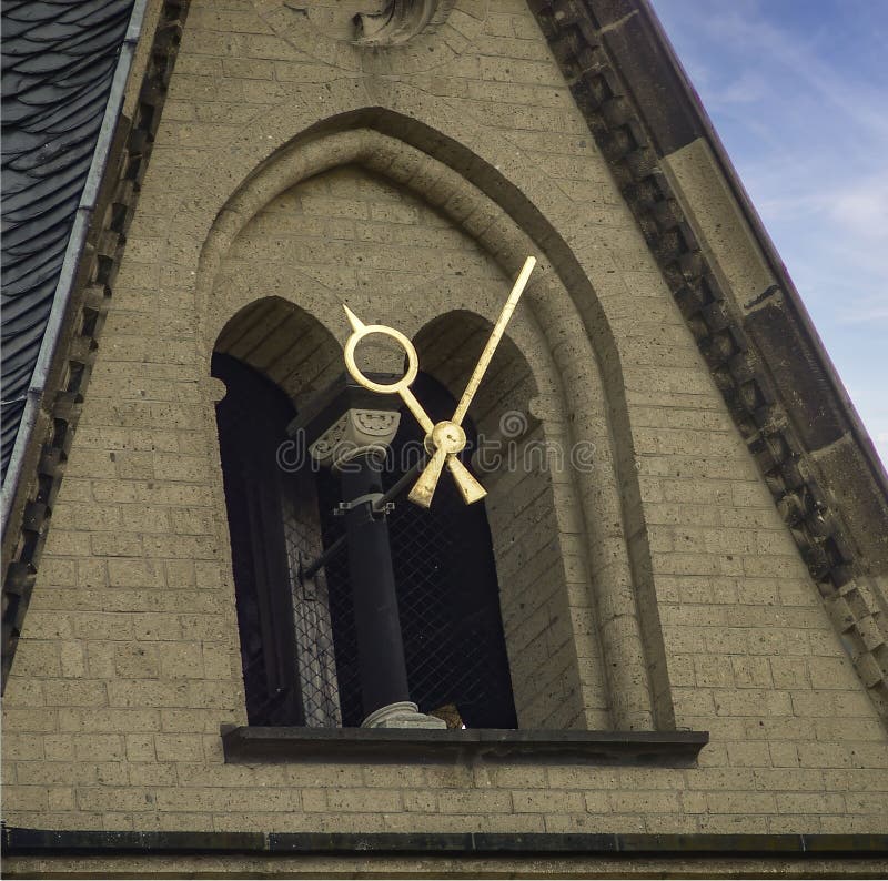 Clock Hands in a Window Opening in a Castle Tower without a Dial Stock ...