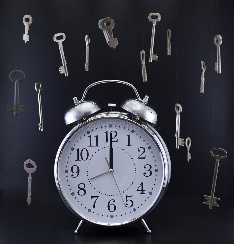 Clock with hanging keys stock image. Image of abstract - 33183223