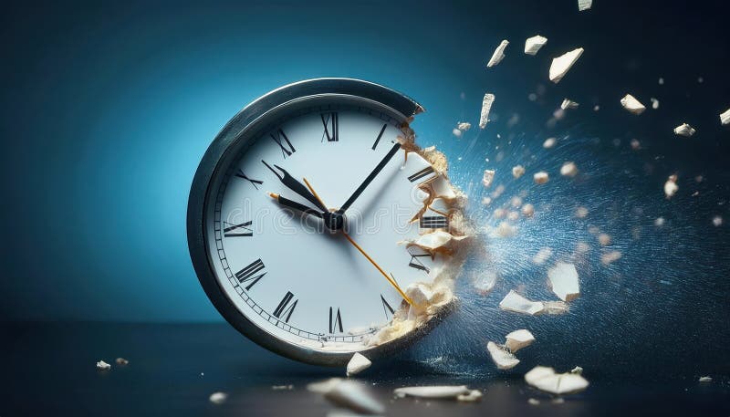Broken Clock Struck by Lightning with Fragments Flying in All ...