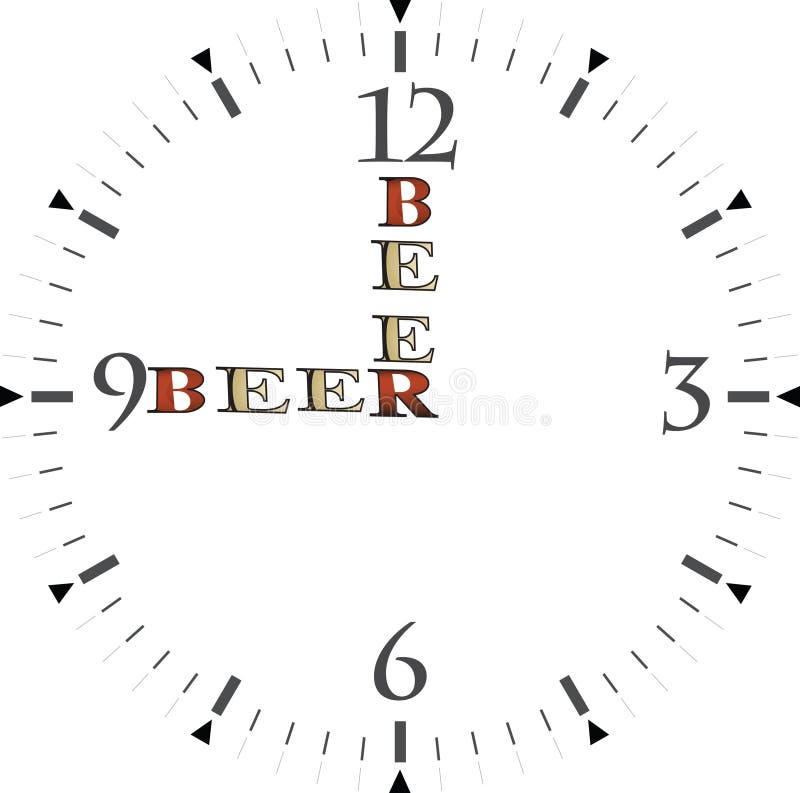 A Clock that Has Words Around it To Spell the Word Beer- Stock Vector ...
