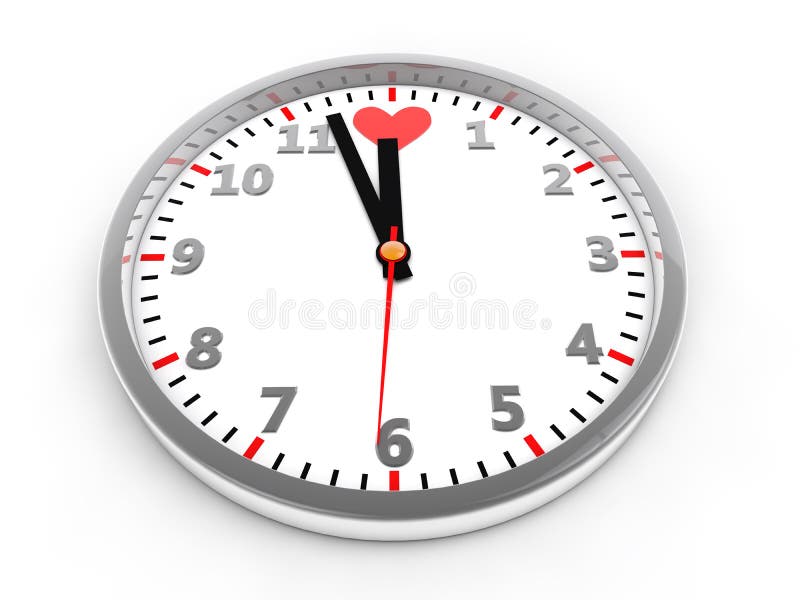 Clock with Heart Shaped stock illustration. Illustration of event ...